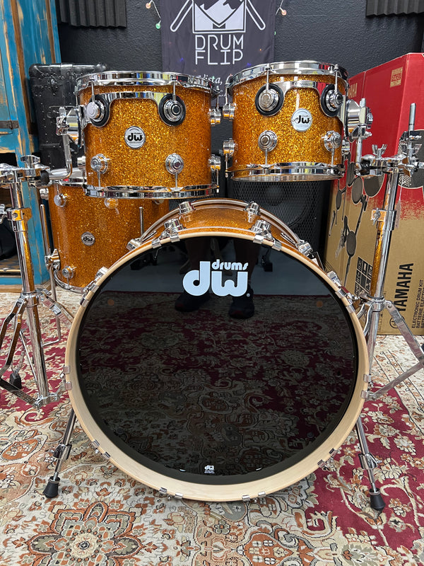 DW Collectors Burnt Orange Glass 4pc Drum Set - Drum Flip