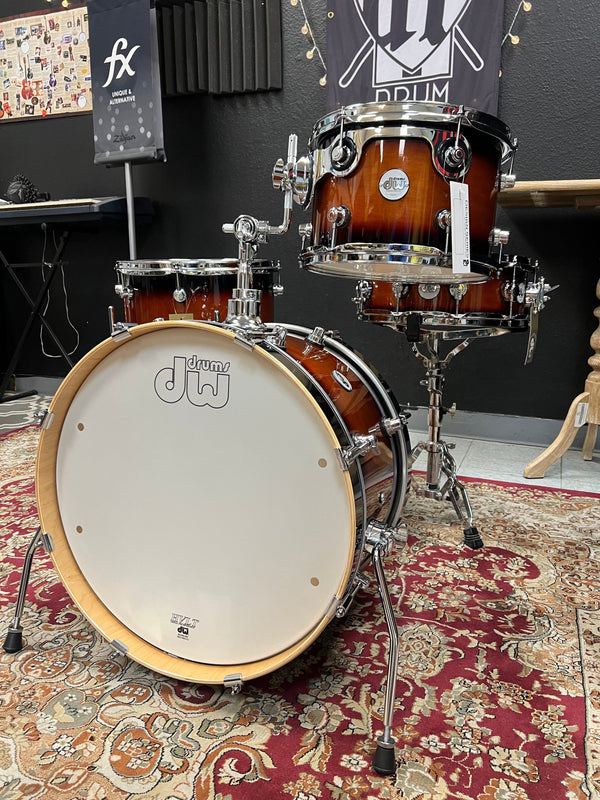 DW Design Frequant Flyer Tobacco Burst 4pc Drum Set - Drum Flip